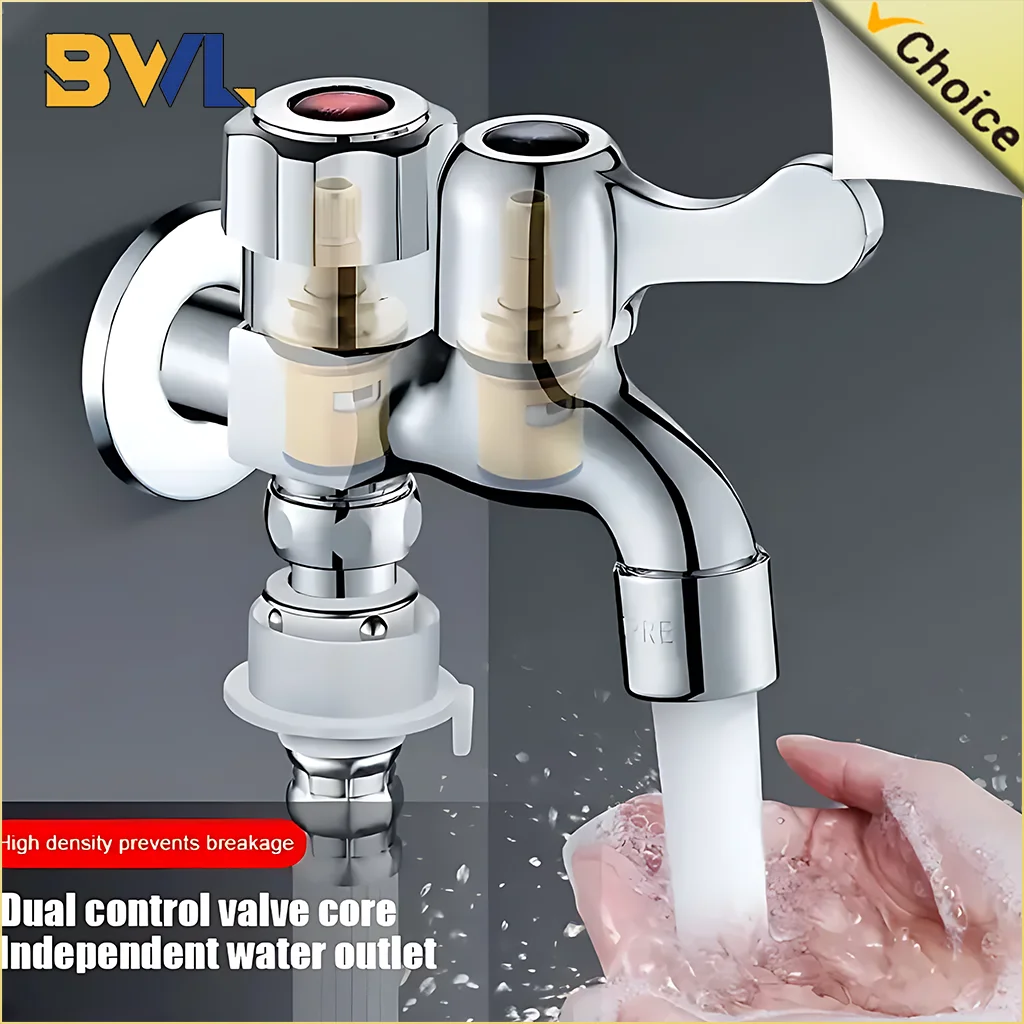 1-3PCS-Washing-Machine-Twin-Spout-Taps-One-Input-Two-Output-Taps-Dual ...