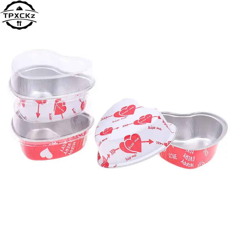 10sets Aluminum Foil Baking Cup Heat Resistant Cake Cups Mold With Lid ...