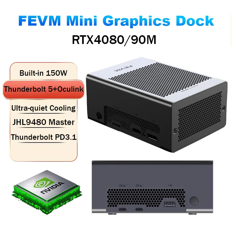 FEVM FNGT5 PRO Graphics Dock NVIDIA RTX4080M/RTX4090M/4060 Oculink USB ...
