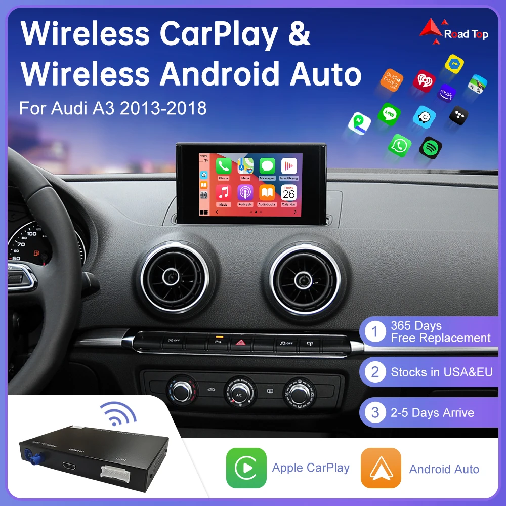 Wireless Apple CarPlay Android Auto Interface for Audi A3 2013-2018 ...