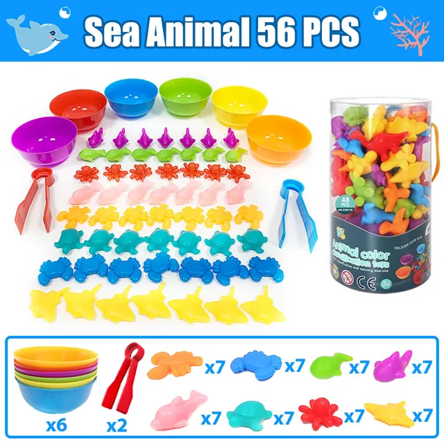 Kids Matching Game Learn Educational Toys Animal Cognition Rainbow Sort ...