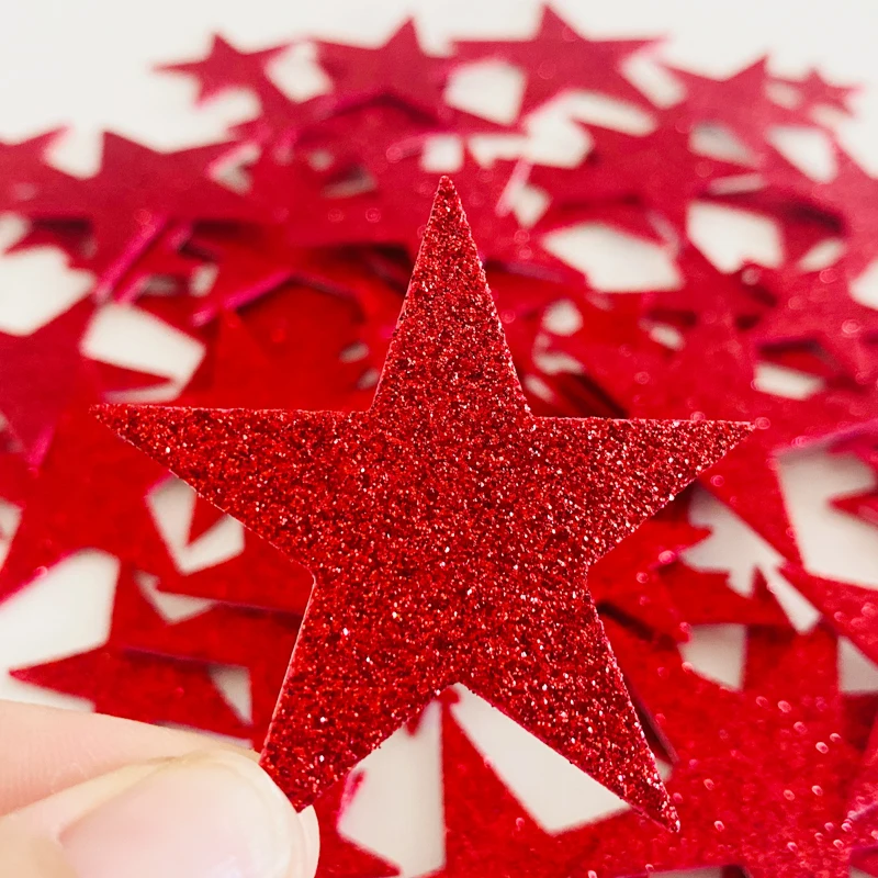 Christmas-Red-Star-Self-Adhesive-Glitter-Foam-Stickers-Xmas-Tree-Top ...
