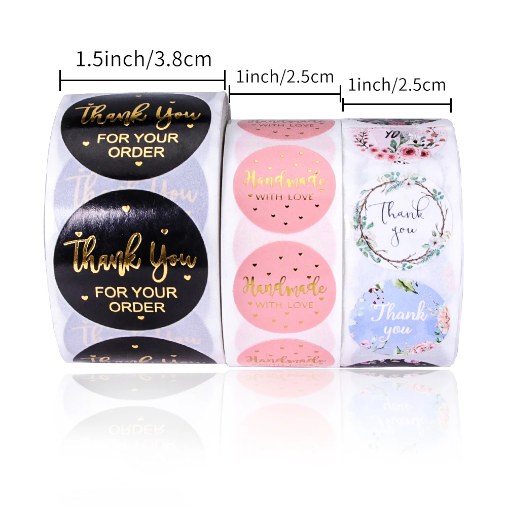 ETIQUETTE,A-12-500 pcs--Rouleau autocollant merci, étiquette ...