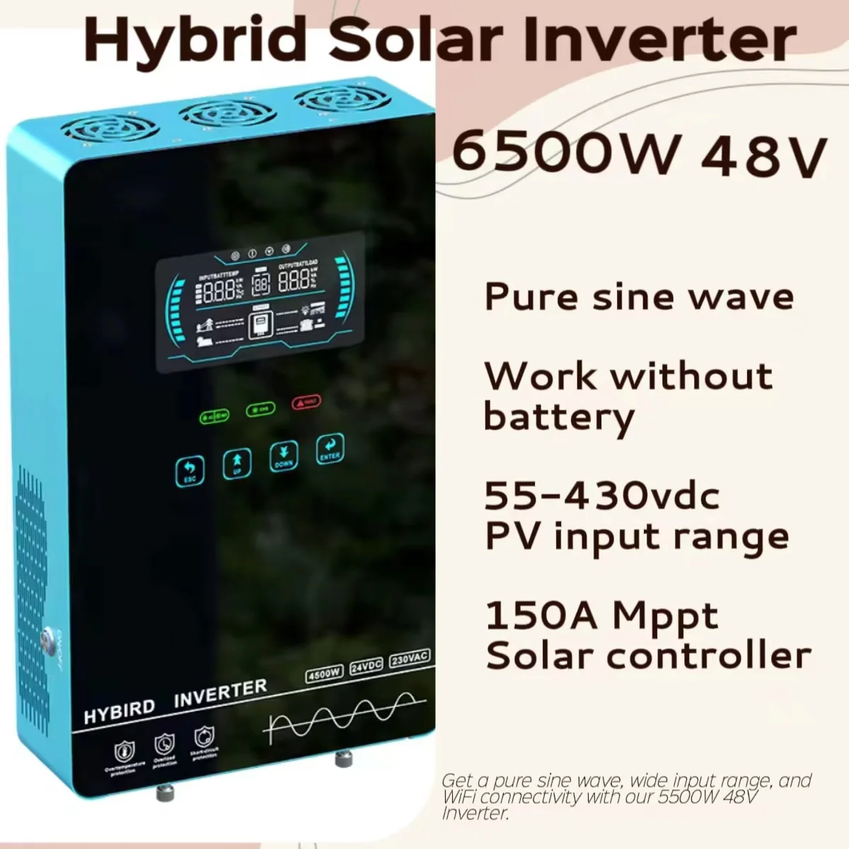 6-5KW-48V-Hybrid-Solar-Inverter-with-230VAC-Pure-Sine-Wave-150A-MPPT ...