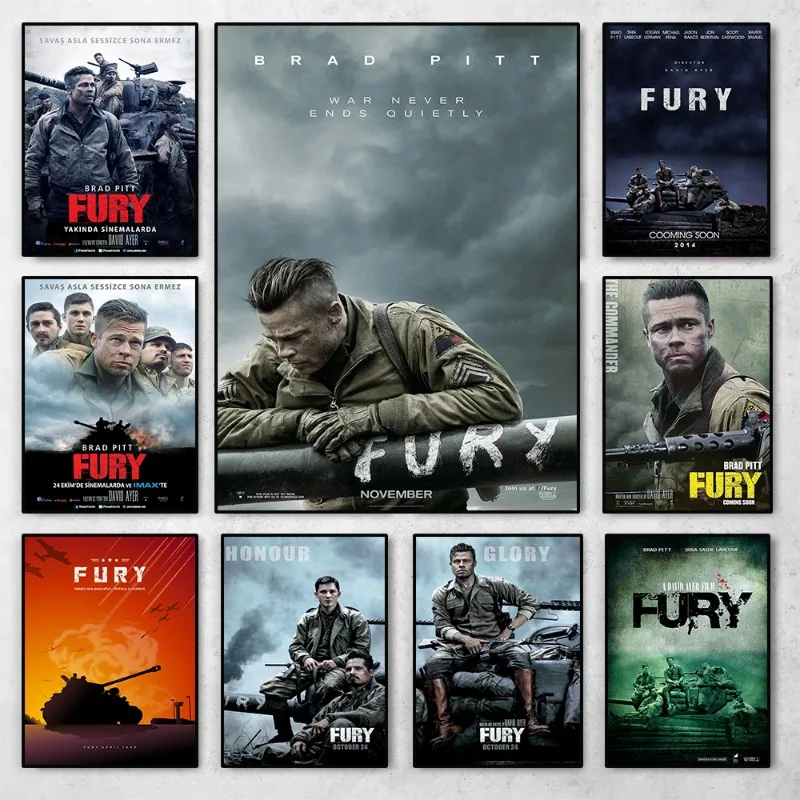 Movie Fury Poster Print Film Character Canvas Painting Modern Wall Art ...