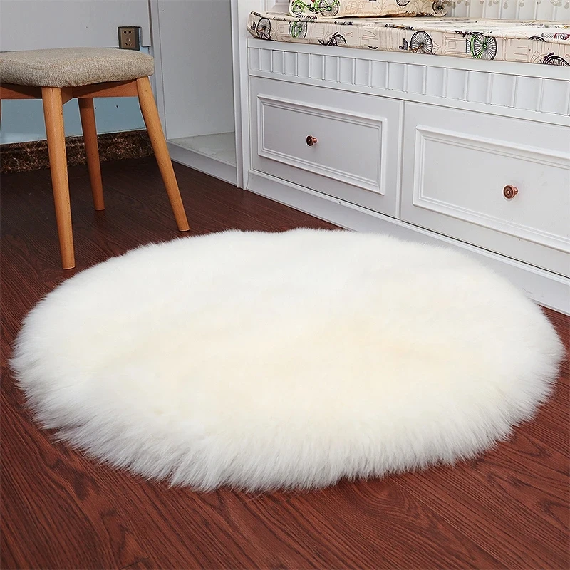 White-Round-Fur-Rugs-For-Bedroom-Furry-Mats-Living-Room-Washable ...
