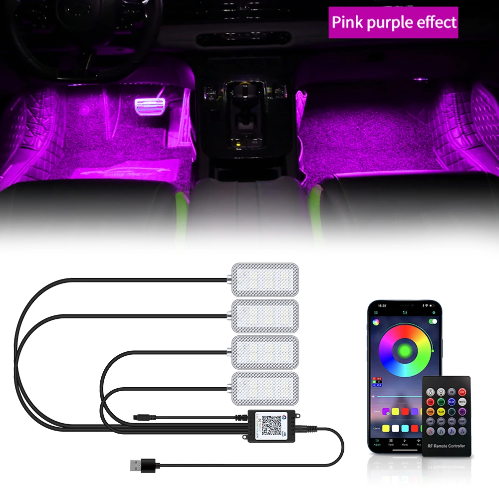 Neon-LED-Car-Interior-Ambient-Foot-Light-With-USB-Decoration-Backlight ...
