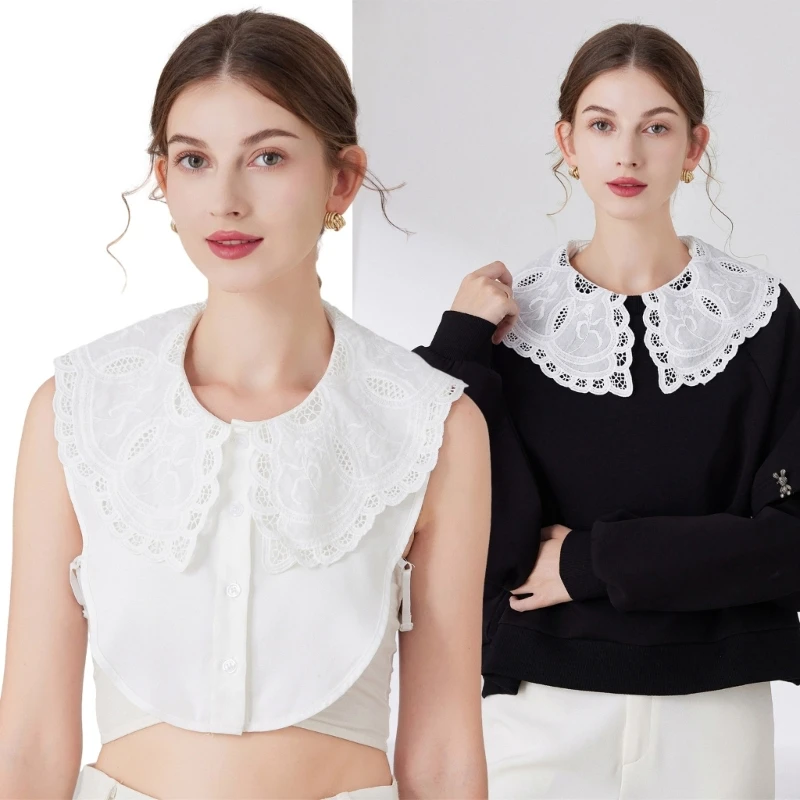 Simple-White-Hollow-out-Brim-Decorative-Collar-Sweater-Dress-Clothes ...