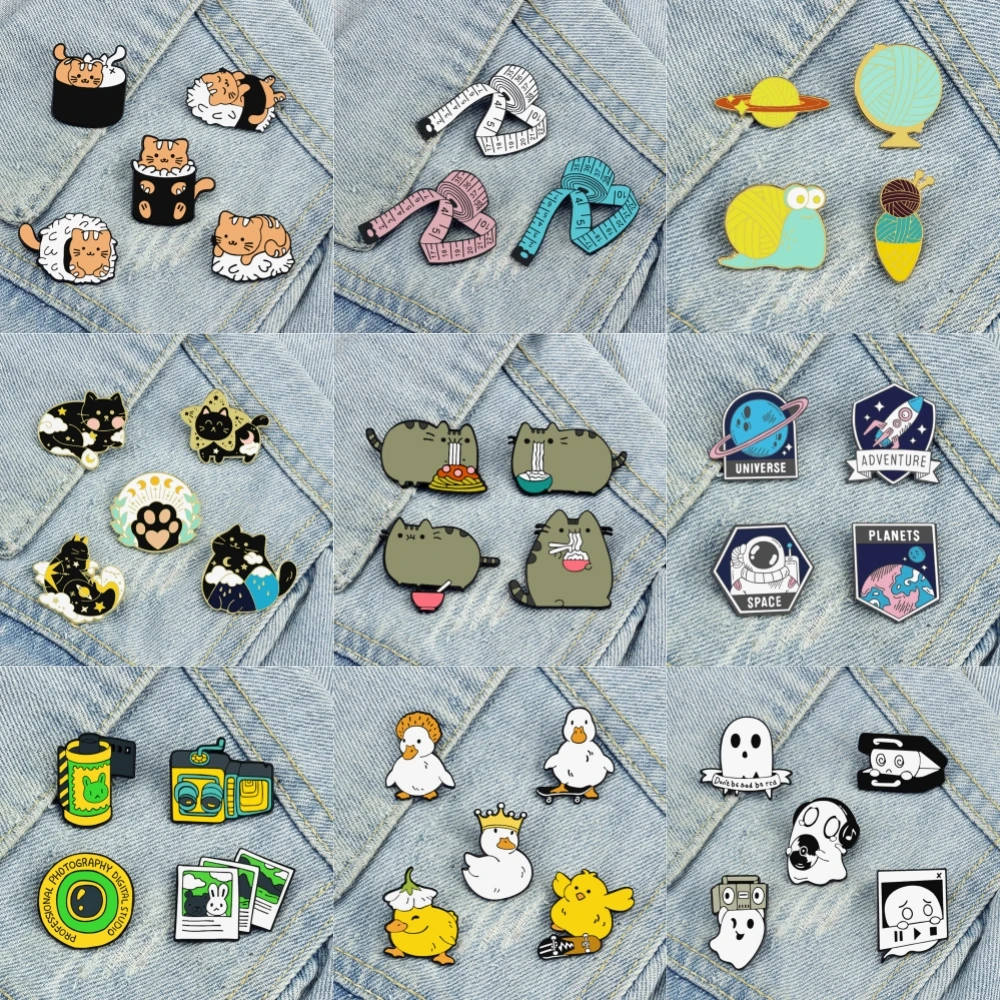 3-5pcs-set-Funny-Animal-Cats-Goose-Brooch-Punk-Ghost-Moon-Phase-Cat ...