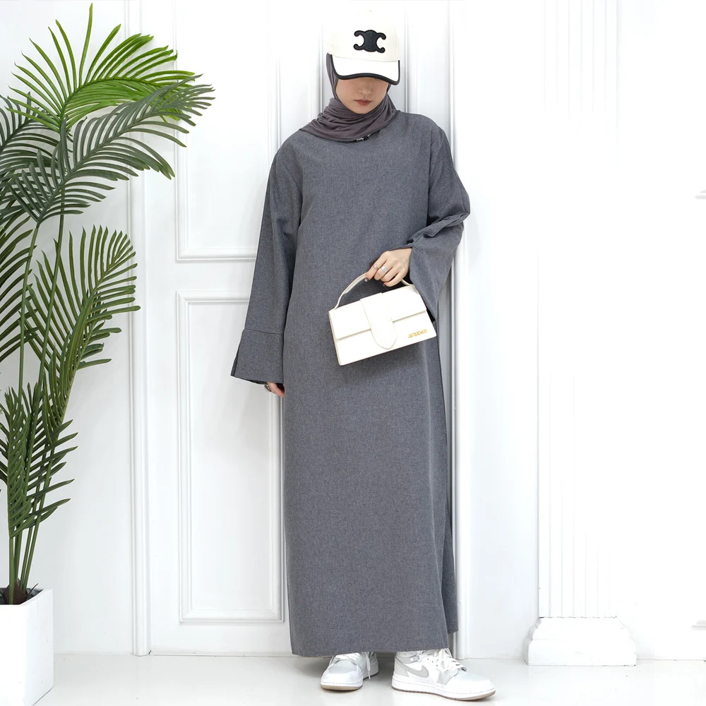 Plain-Dubai-Abaya-Loose-Muslim-Dress-Women-Casual-Islamic-Clothing-Side ...