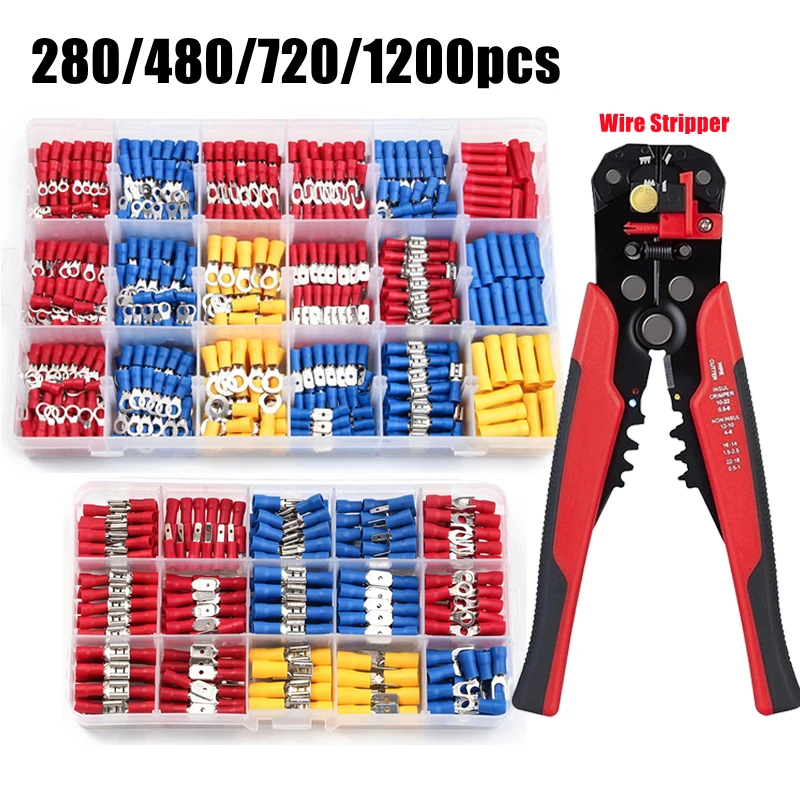 280/1200x Electric Lug Connectors Wire Crimp Terminals Insulated Spade ...