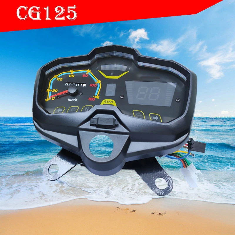 CG125 Motorcycle Instrument Assembly Digital USB Electronic Mmeter With USB Charging Interface ...