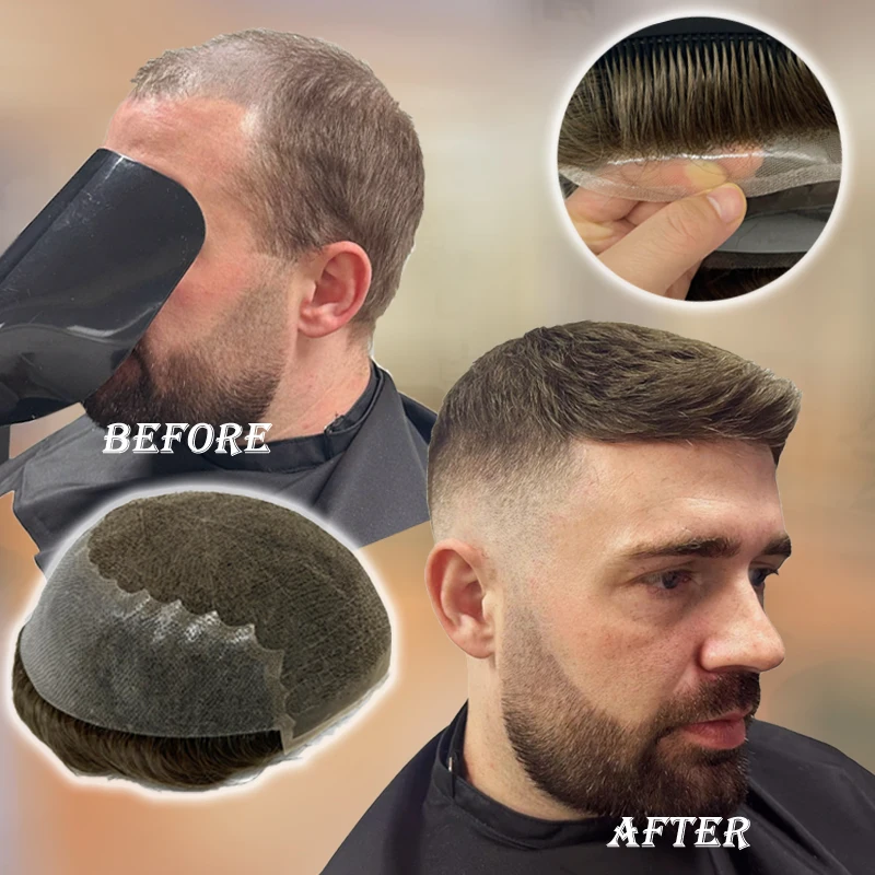 Perruque Toupet En Dentelle Et Pu Pour Hommes, Postiche De Cheveux ...