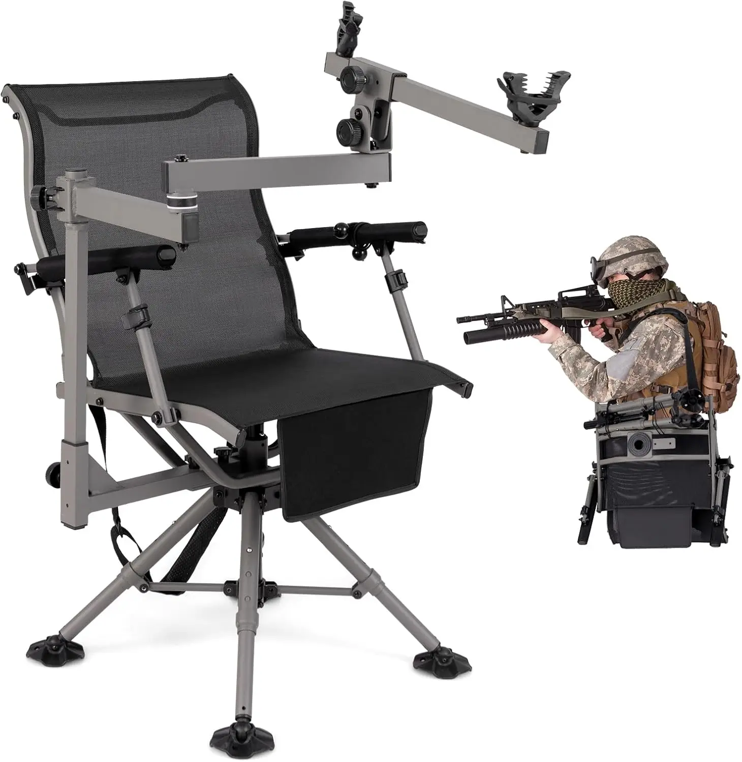 Hunting Chair, 360° Rotating Shooting Chair with Adjustable Legs ...