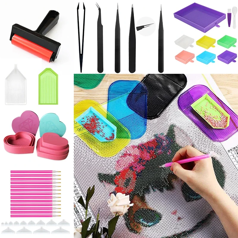 5D-Diamond-Painting-Tools-and-Accessories-Kits-Roller-Pen-Clay-Tray ...