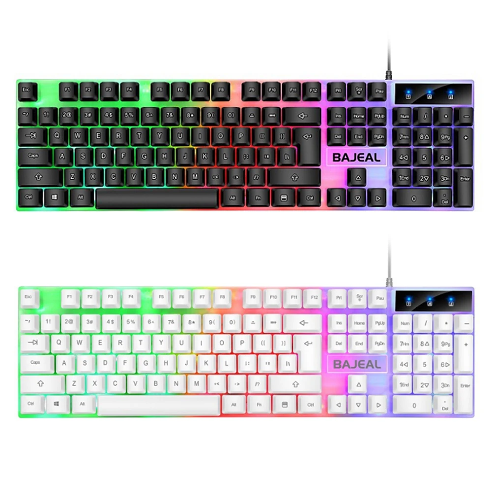 98-Keys-Wired-USB-Keyboard-Seven-Color-Lights-Ergonomic-Keyboard ...
