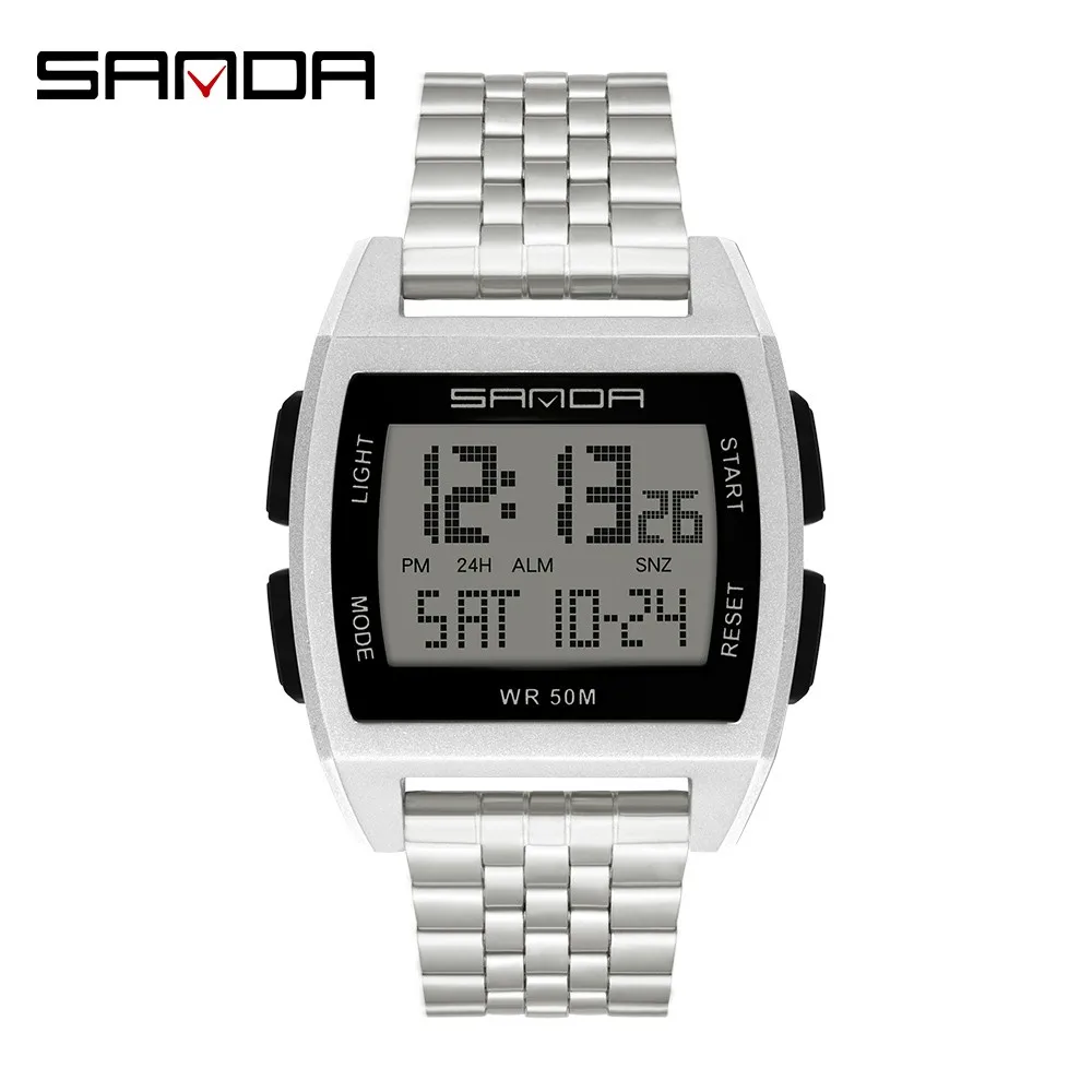 Sanda-New-Square-Steel-Band-Men-s-Steel-Band-Watch-Luminous-Waterproof ...