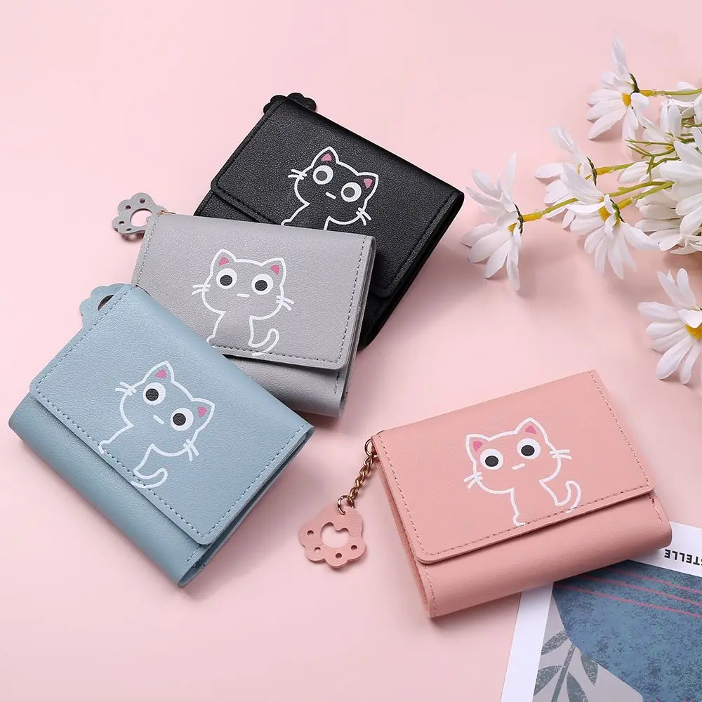 Women-Wallet-Cute-Cat-Short-Wallet-Leather-Small-Purse-Girls-Money-Bag ...