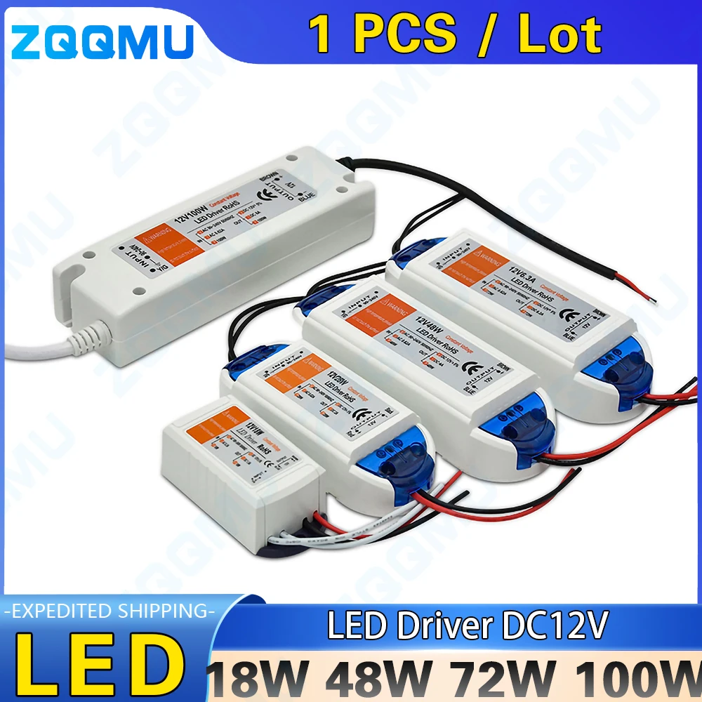 18W 28W 48W 72W 100W LED Driver Constant Current Wide Voltage AC90-240V ...
