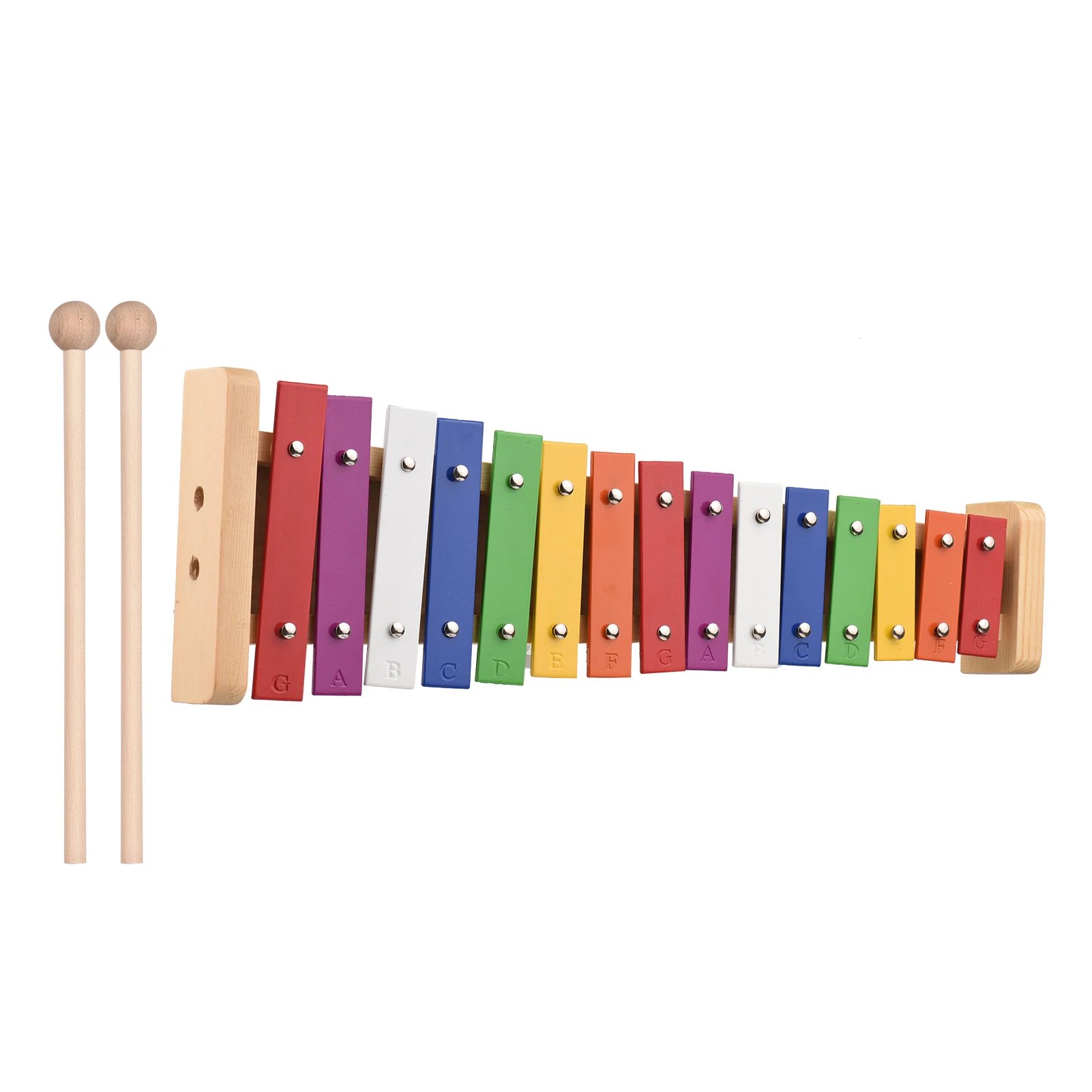 15-Note-Glockenspiel-Xylophone-Wooden-Base-Colorful-Aluminum-Bars-with ...