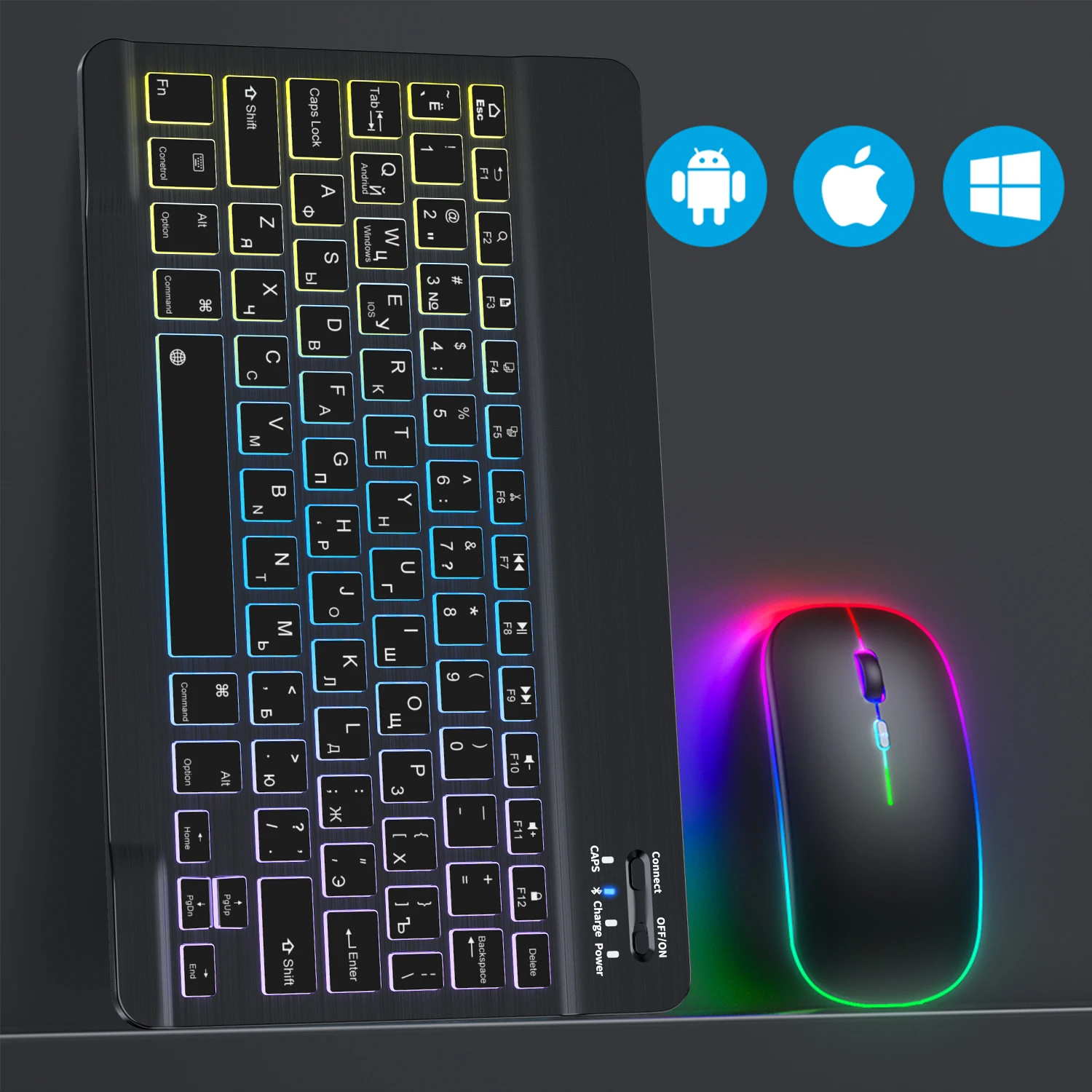 Wireless Keyboard And Mouse For Computer Bluetooth RGB Rechargeable ...