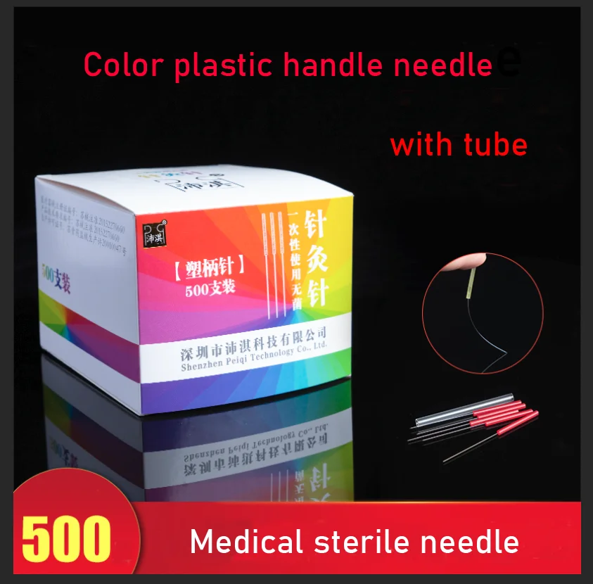 Sharp-FineColor-Plastic-Handle-Acupuncture-Needle-500-with-Guide-Tube ...
