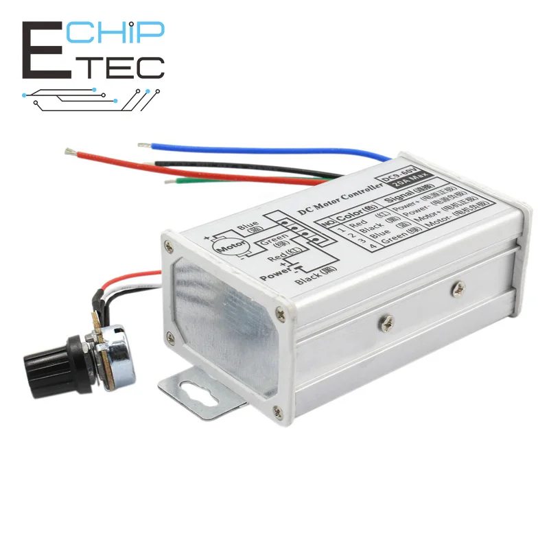 DC 9-60V PWM DC Motor Speed Controller Stepless 12V 24V 60V MAX 20A ...