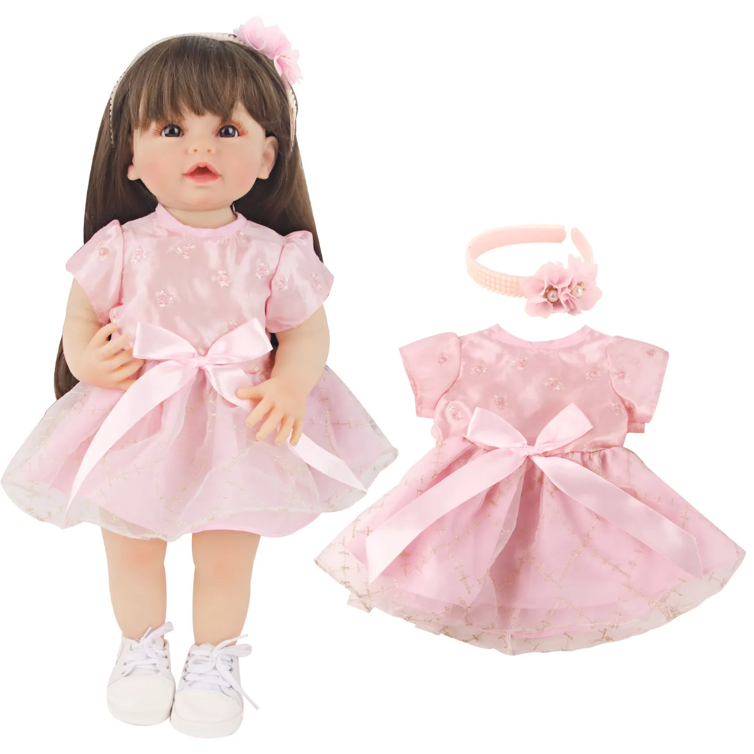Cute-PinkPrincess-Doll-Dress-Set-For-22-Inches-Reborn-Girl-Doll-Skirt ...