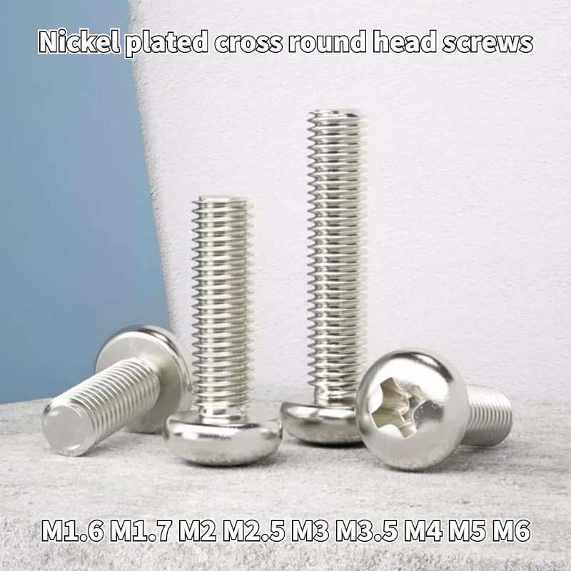Iron-Nickel-Plated-Cross-Round-Head-Screw-Pan-Head-Bolt-Round-Head ...