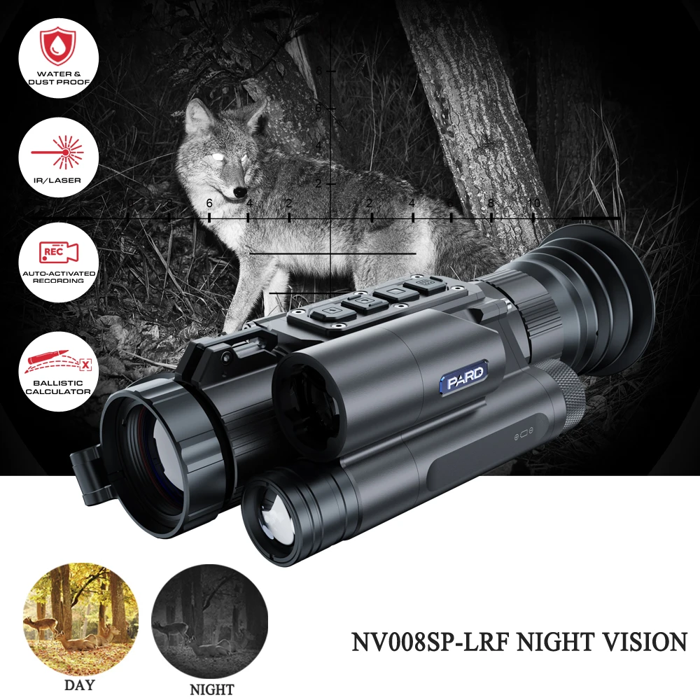 PARD-NV008SP-LRF-Night-Vision-Scope-Hunting-Monocular-Rifle-350m-IR-lighter-Built-in-Laser ...