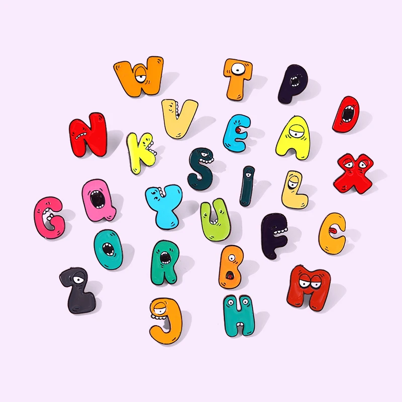 Big Collection of 26 Alphabet Players Enamel Pins Cartoon Tooth and ...