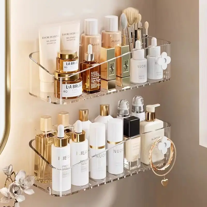 NEW-Wall-Mounted-Bathroom-shelf-No-Hole-Required-Organizer-Home-Storage ...