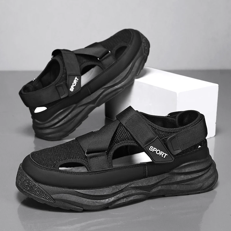 Platform Men Sandals Summer Slippers Non-slip Beach Sandals 2025 Mesh ...