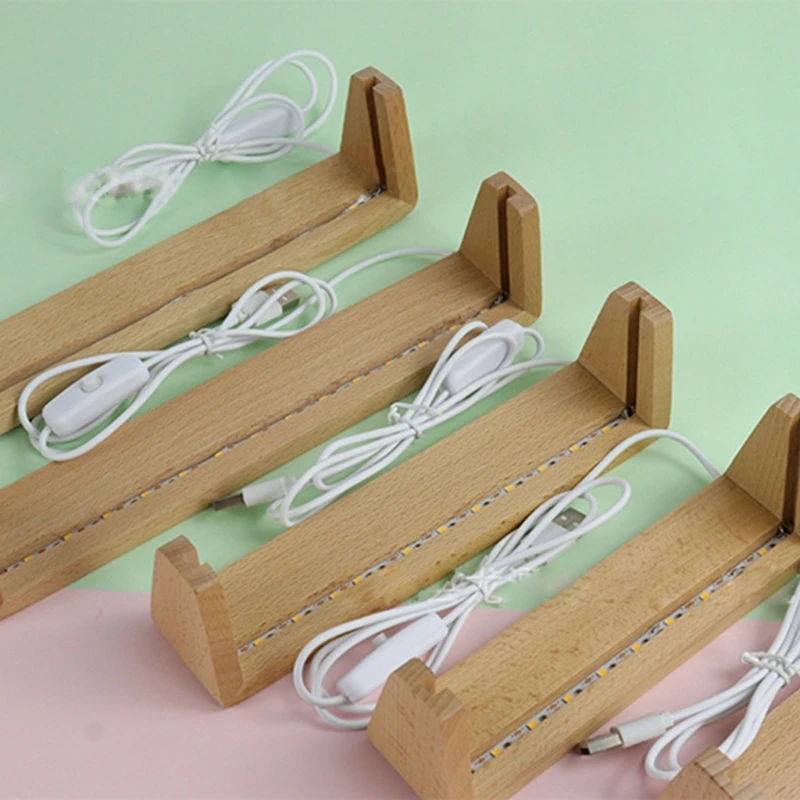 Led Wooden Base Display Stand U-shaped Frame Art Lights Display ...