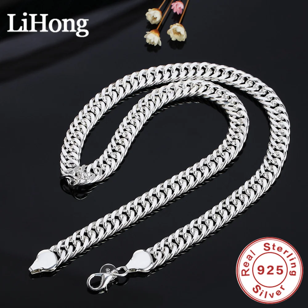 New-925-Sterling-Silver-20-22-24-Inch-6mm-10MM-Side-Chain-Necklace-For ...