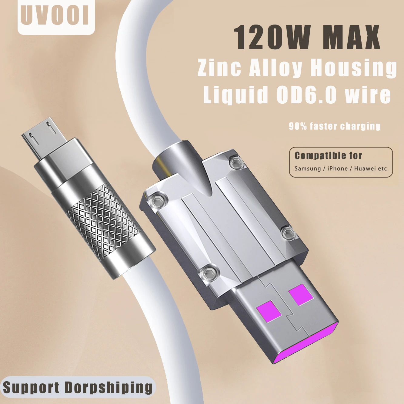 120W 6A Super Fast Charge Type C Liquid Silicone Cable Quick Charge USB ...