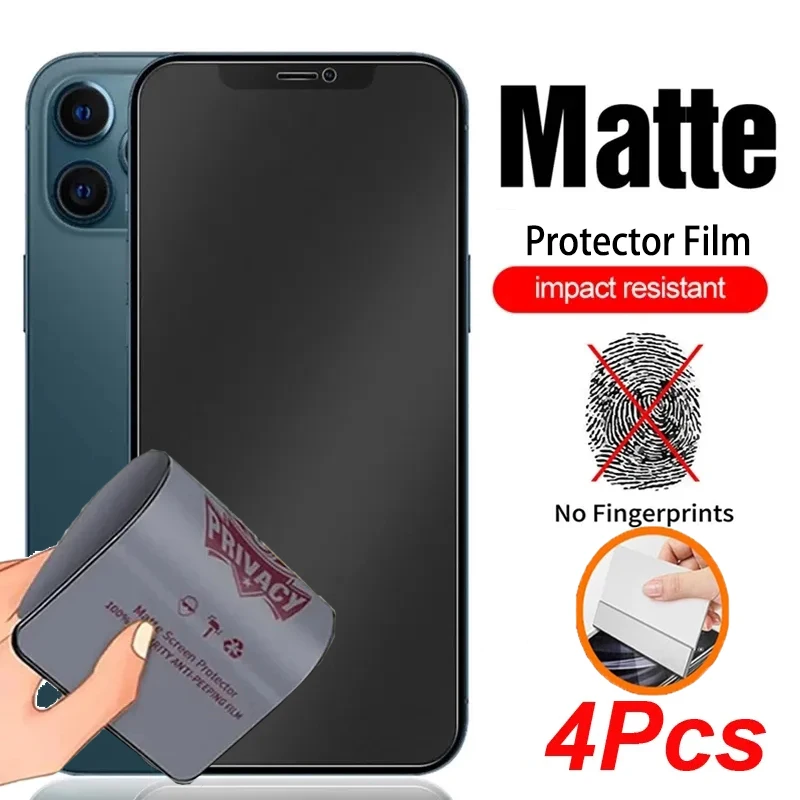 4PCS Matte Privacy Screen Protectors For iphone 15 14 Pro Max Anti-Spy ...