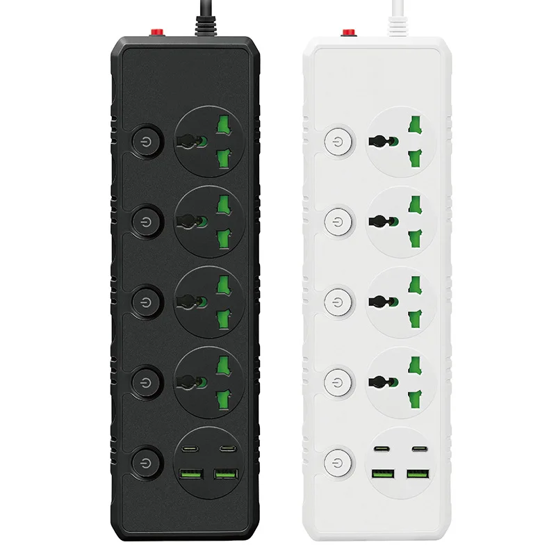 Multi-contacts Plugs Power Strip 4 Sub-control Switch Universal Outlets ...