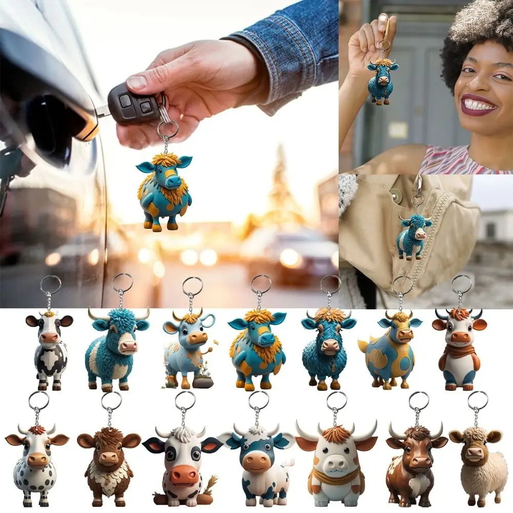 Cartoon-Cute-Car-Keychain-Creative-Acrylic-3-15in-Yak-Key-Holder ...
