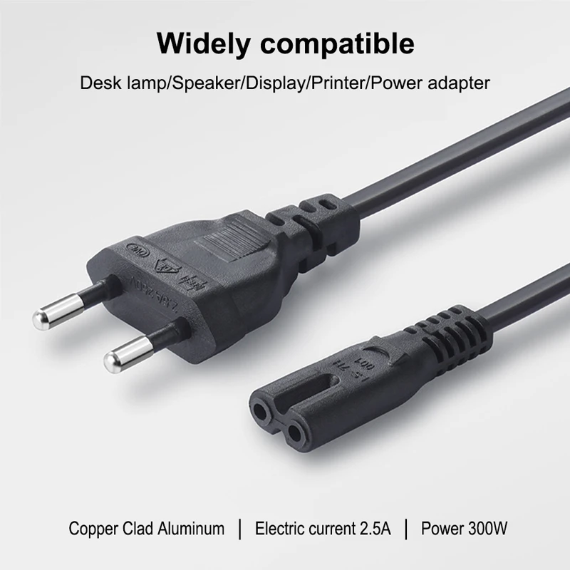A01 Two core Power Cable 1.5m EU Two Plug Power Cords for Computer TV ...