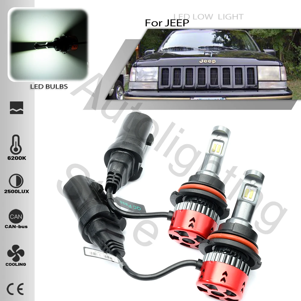 2PCS 9004 HB1 LED Headlight Bulbs For 1993 1998 Jeep Grand Cherokee ZJ ...