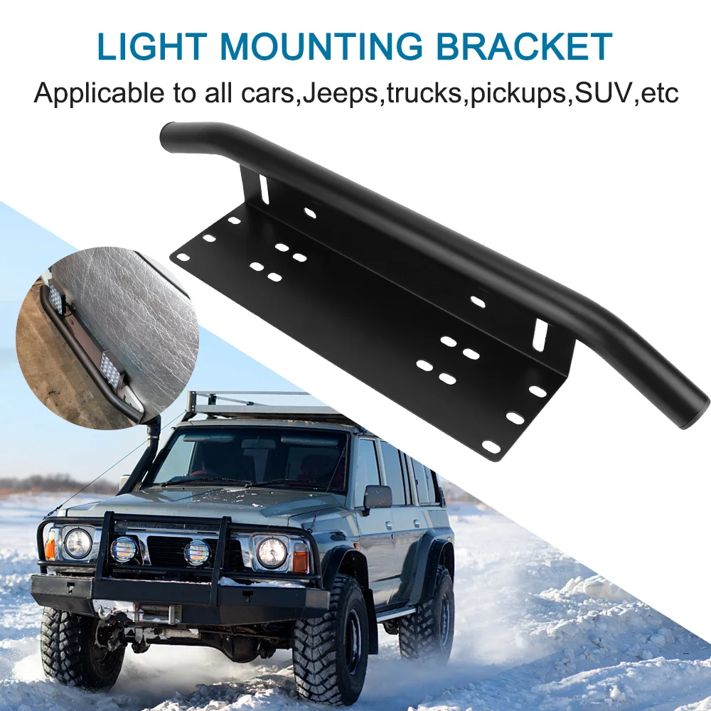 Car-Front-Bumper-License-Plate-SUV-Lamp-Holder-Aluminum-Log-Light-Mount ...