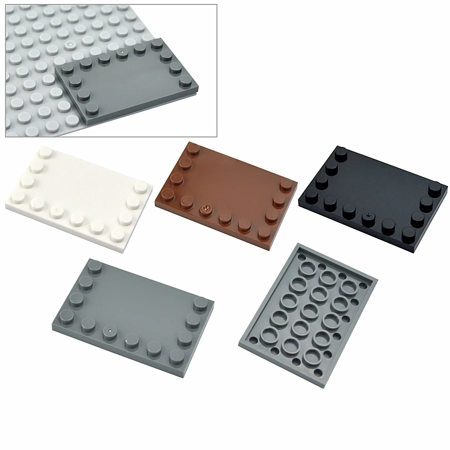 10Pcs MOC Bricks Tile Thin Plate 4 x 6 with Studs on Edges Compatible ...