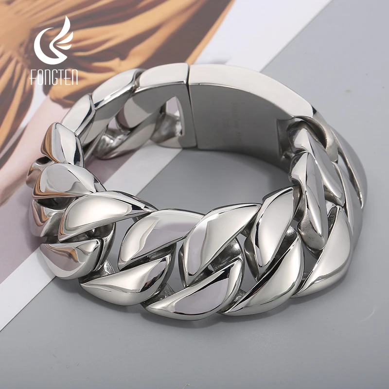Fongten-31mm-Width-Big-Heavy-Cool-Men-s-Bracelets-Brushed-Polish ...