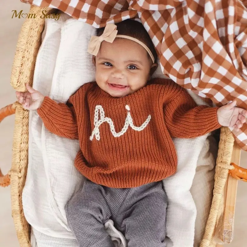 Fashion Baby Girl Boy Cotton Sweater Customized Letter Embroidery ...