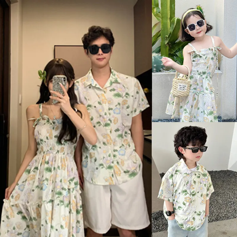 Beach Family Vacation Outfit Mom Daughter Holiday Flower Dress Dad Son ...