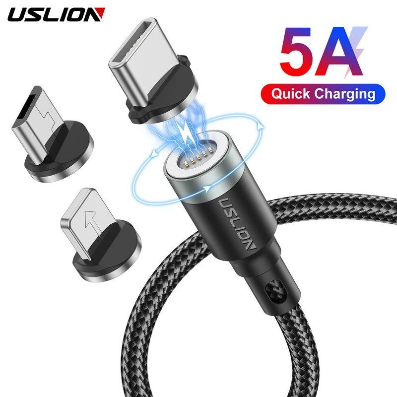 USLION-5A-Magnetic-USB-Cable-Type-C-Micro-USB-Fast-Charging-Cable-Wire ...