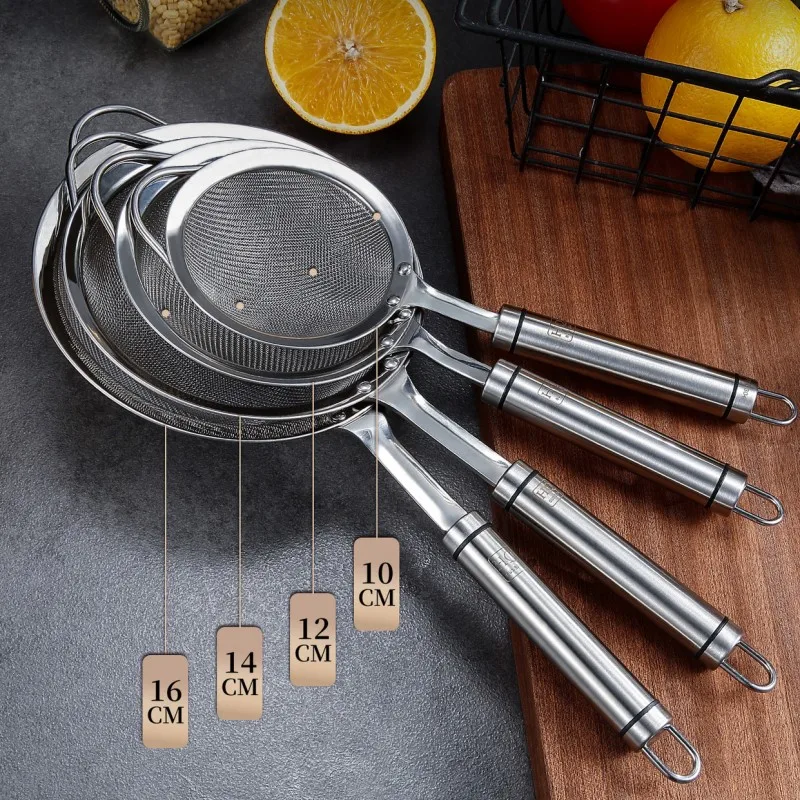 304-Stainless-Steel-Fine-Mesh-Strainer-Flour-Colander-Sifter-For-Coffee ...