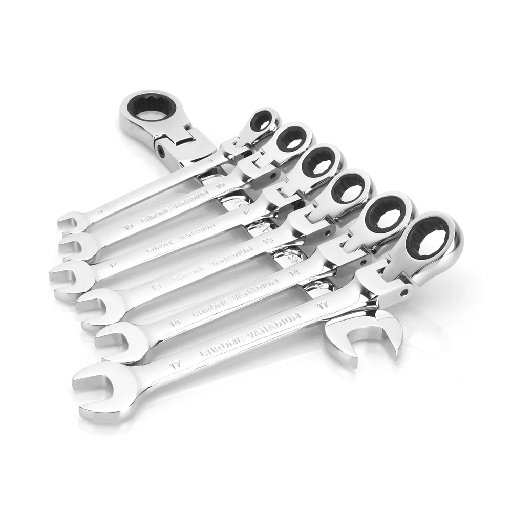 Flexible-Pivoting-Head-Ratchet-Wrench-Spanner-Garage-Metric-hand-Tool ...