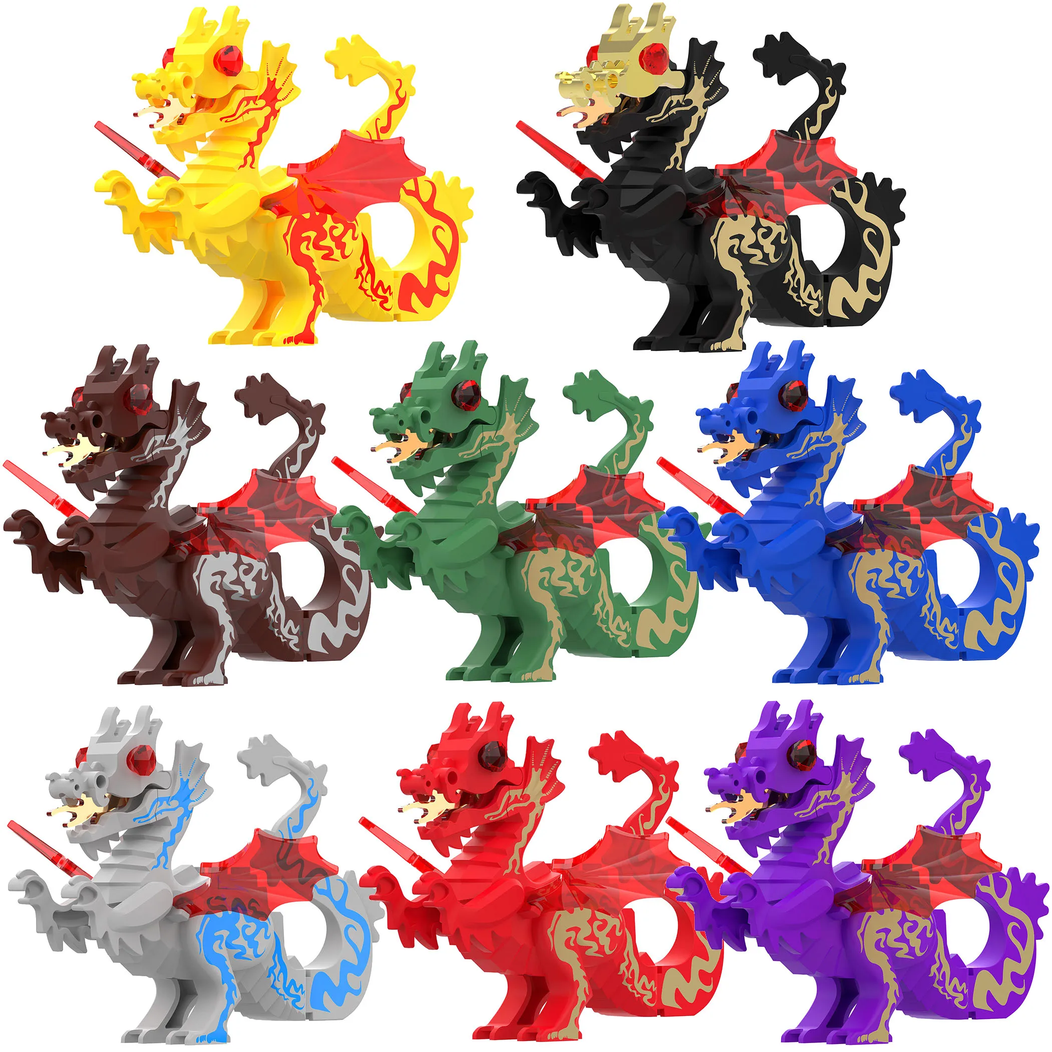 MOC-Medieval-Castle-Diamond-Dragon-Building-Blocks-Knights-Warrior ...